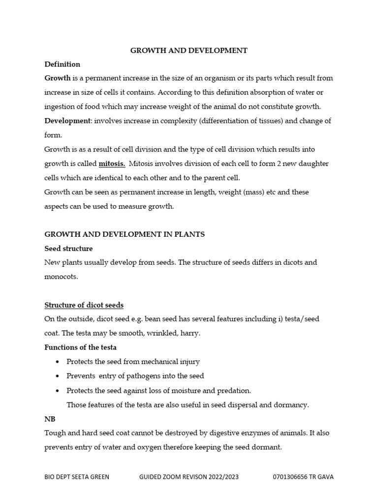 GROWTH AND DEVELOPMENT Notes o Level | PDF