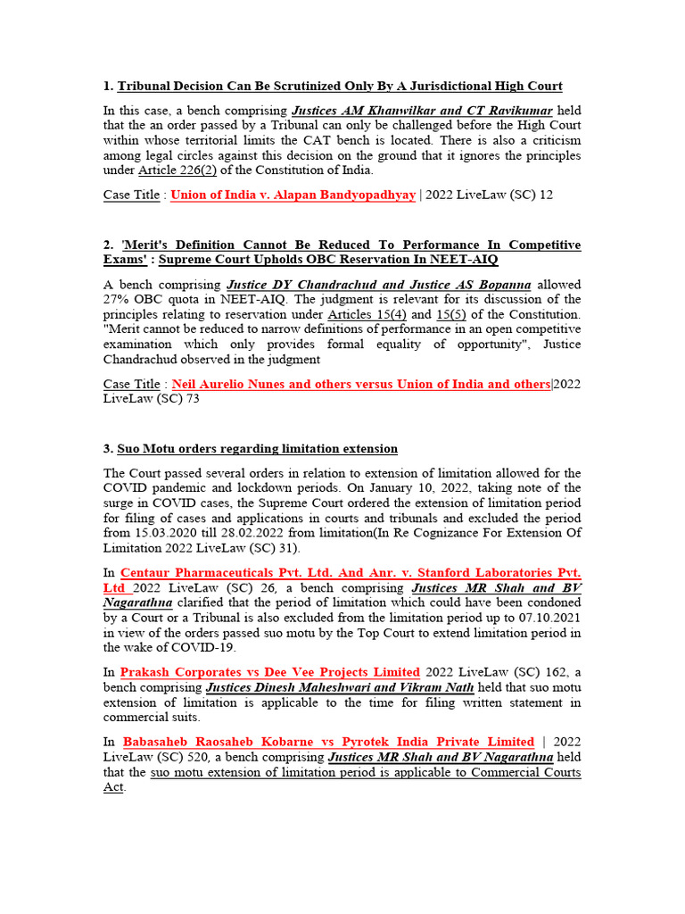 Supreme Court Rulings 2022: Key Highlights | PDF | Supreme Court Of ...