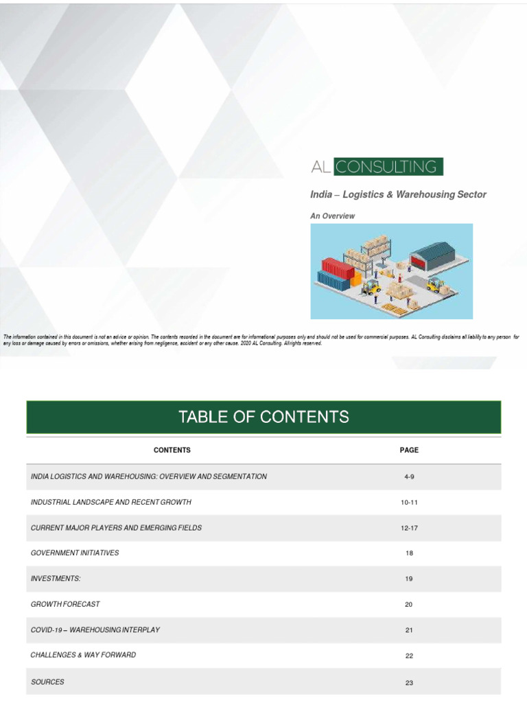 2020 AL Consulting Report - Logistics and Warehousing Sector | PDF ...