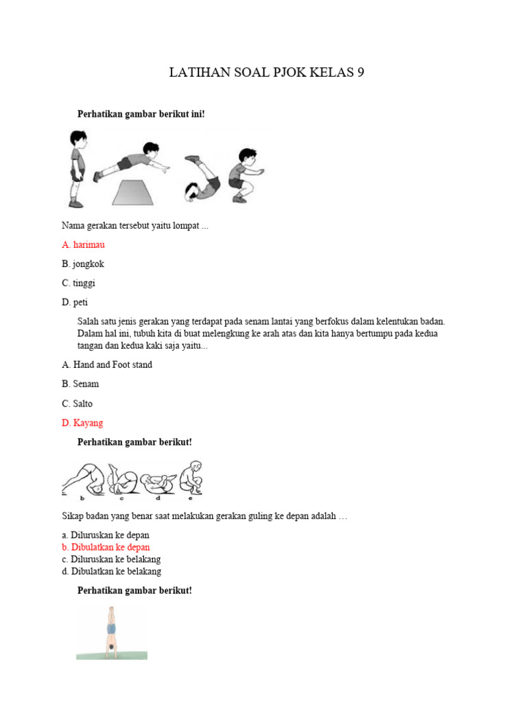 Latihan Soal Pjok Kelas 9 Genap 2024 | PDF