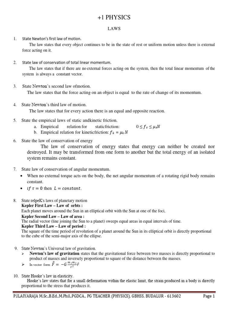 Key Physics Laws and Principles | PDF | Second Law Of Thermodynamics ...