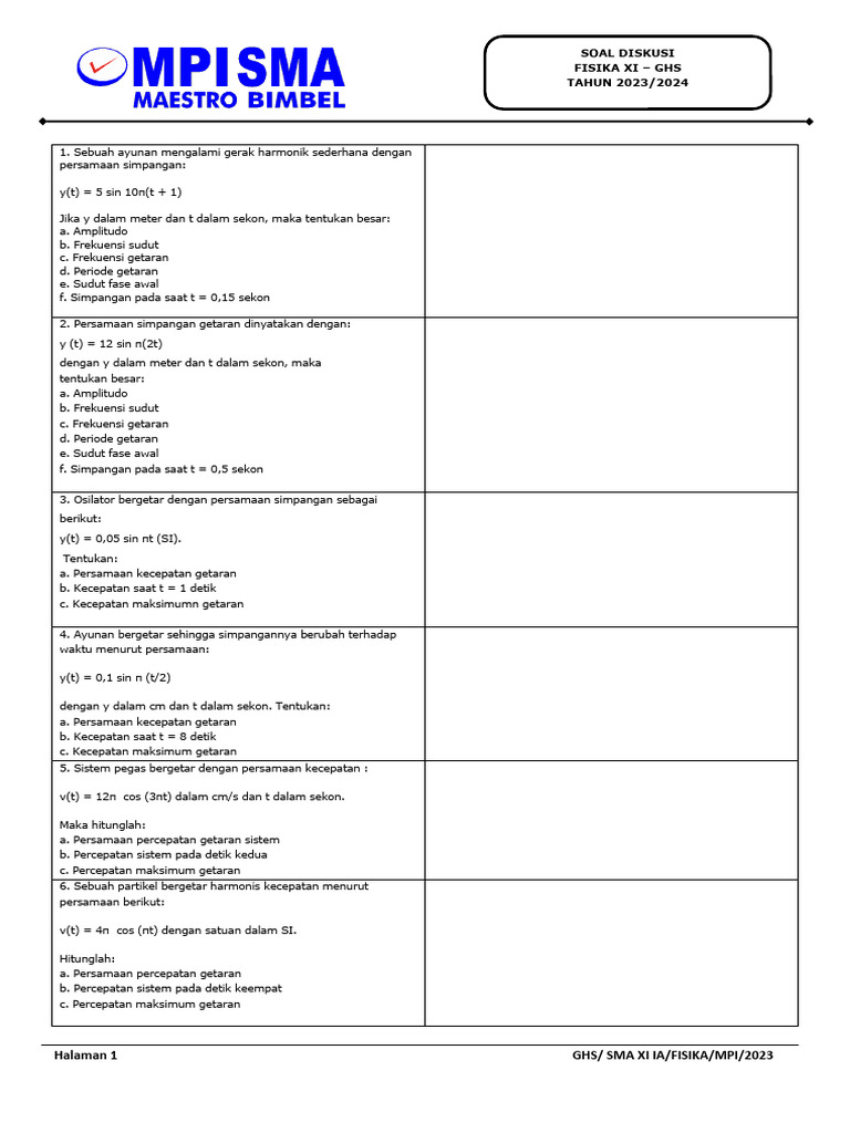 Analisis Gerak Harmonik Sederhana | PDF | Metode & Bahan Ajar | Sains ...