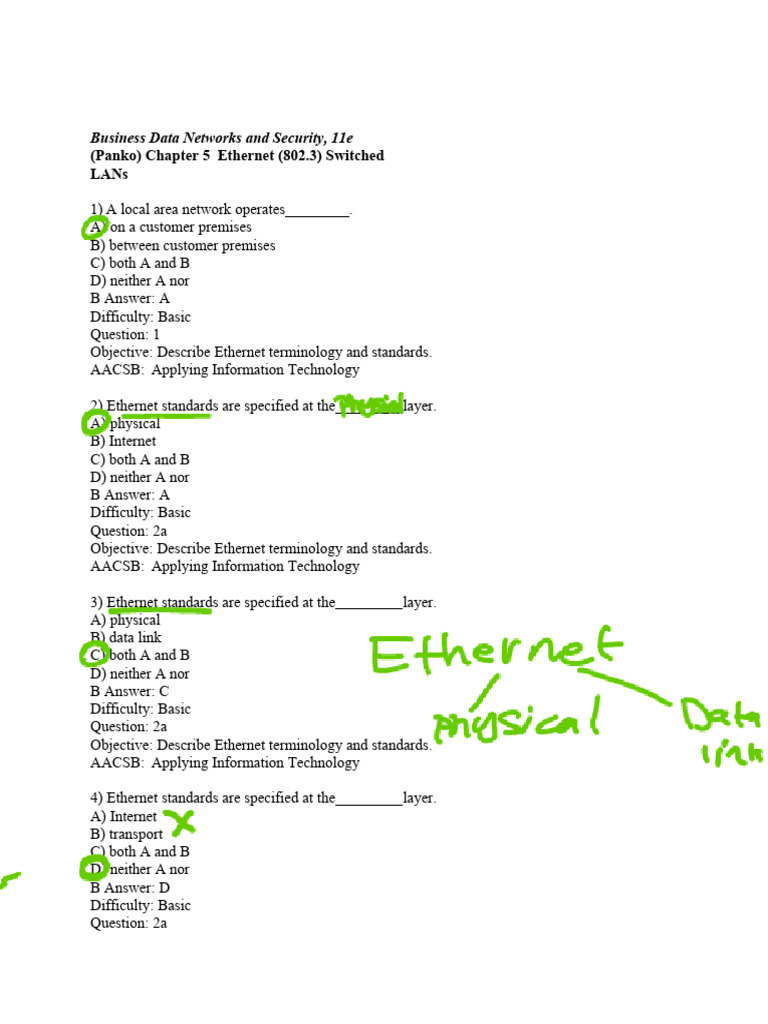 Telecom Chapter 5 MCQ | PDF | Network Switch | Ethernet