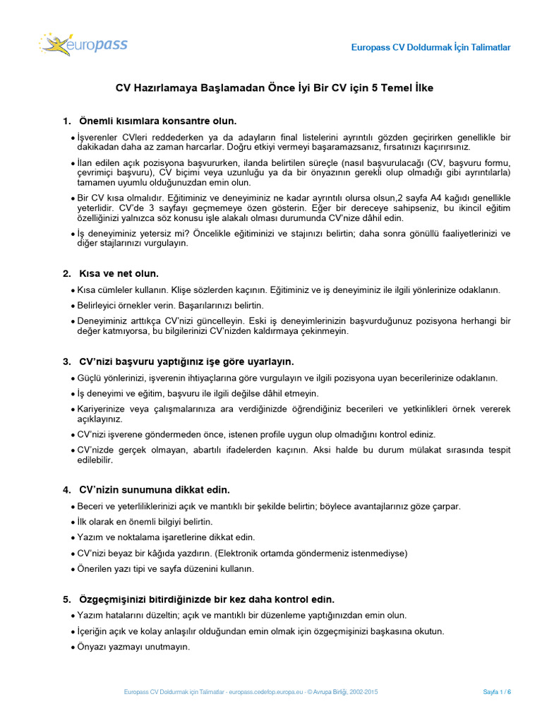 CVInstructions (TR) | PDF