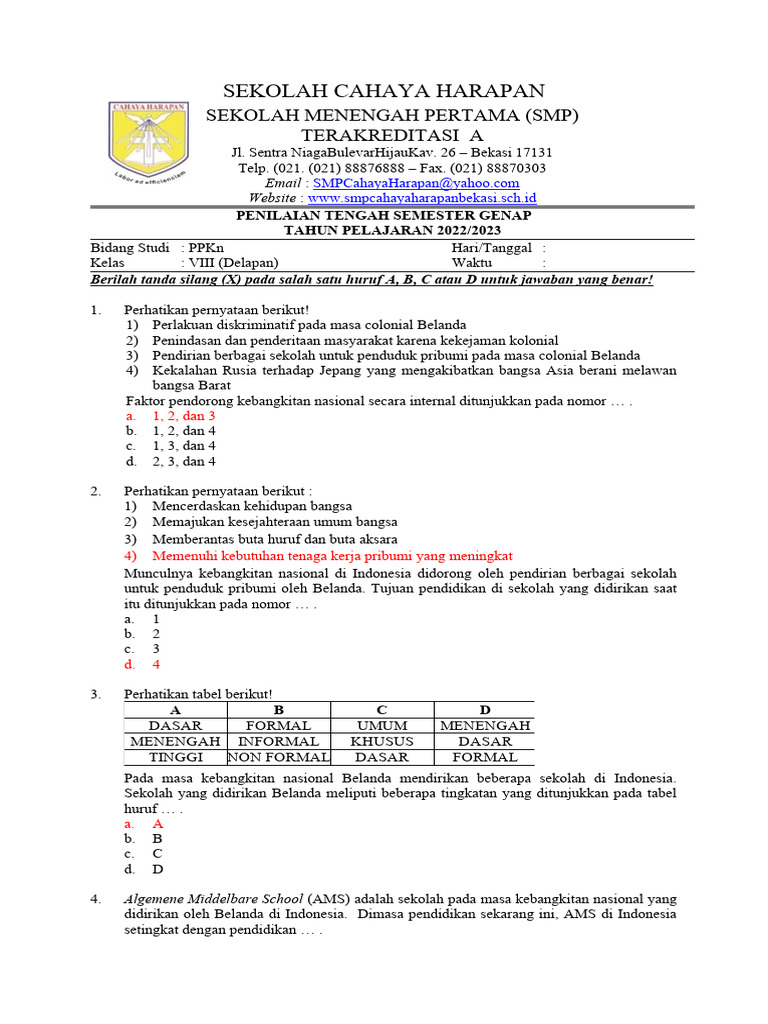 Soal Uts Genap PPKN Kelas Viii | PDF | Sejarah