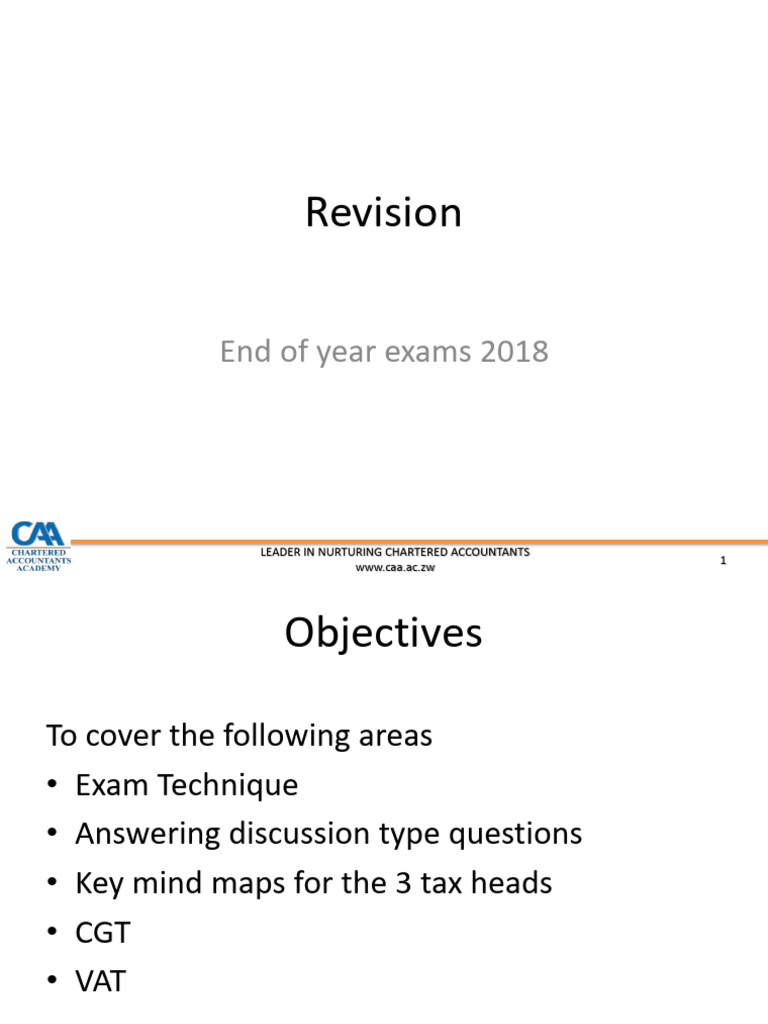 Revision Slides 2018 | PDF | Expense | Taxes