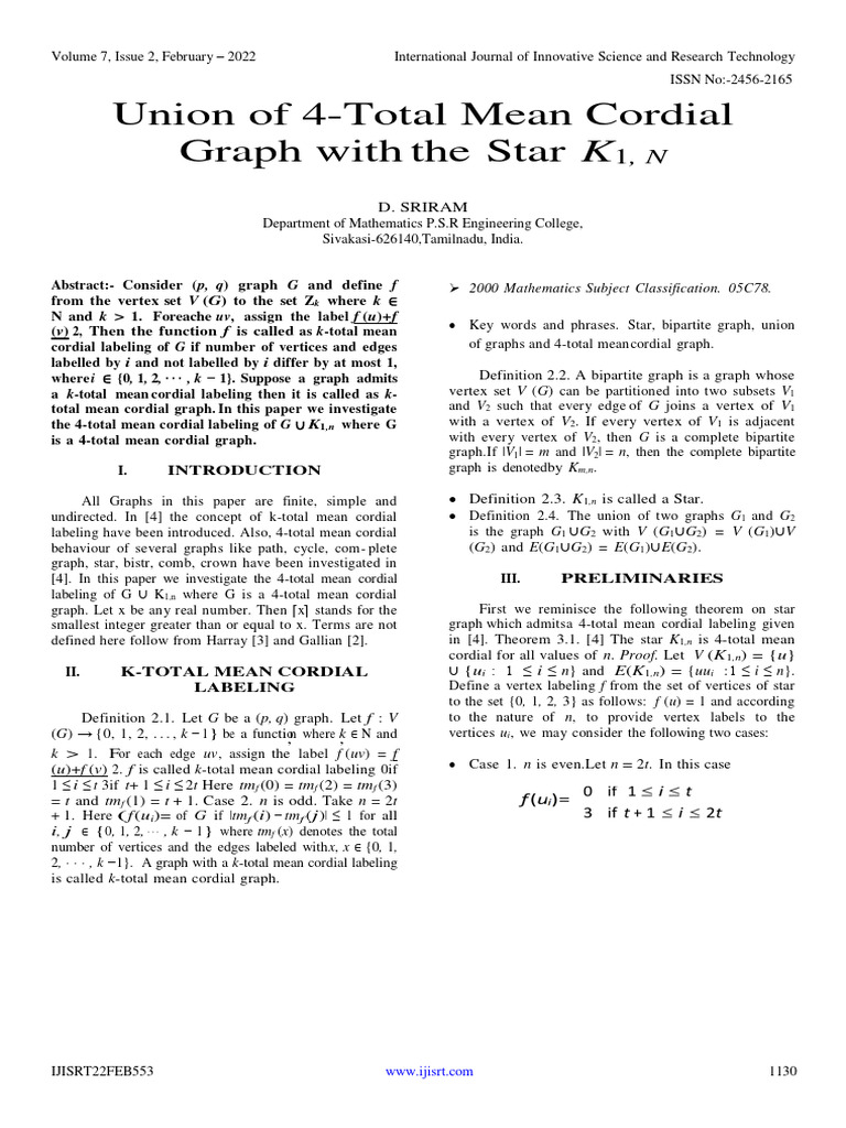 4-Total Mean Cordial Graphs Analysis | PDF | Vertex (Graph Theory ...