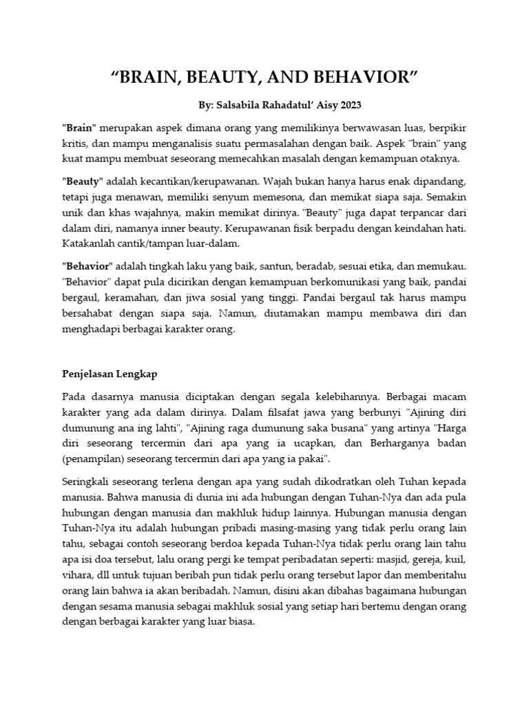 Brain, Beauty, and Behavior | PDF