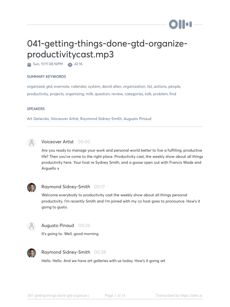 041 Getting Things Done GTD Organize Productivitycast | PDF | Evernote | Microsoft Excel