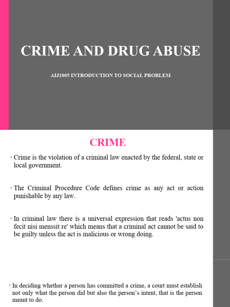 Topic 10 Crime and Drug Abuse | PDF