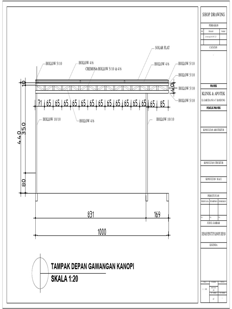 Potongan Gawangan Perkuatan Kanopi | PDF