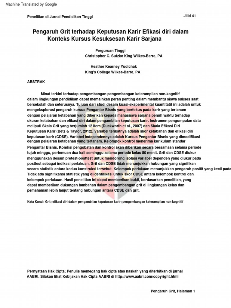 Grit With Career Decision Self Efficacy Indo | PDF | Karier & Perkembangan | Bisnis