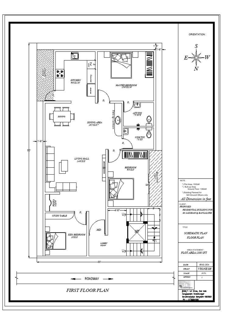 First Floor 3BHK Plan | PDF