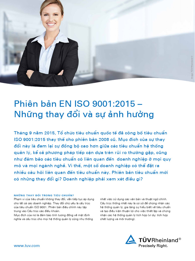 Tuv Rheinland Iso 9001 Information Sheet About Changes Effects Vi | PDF