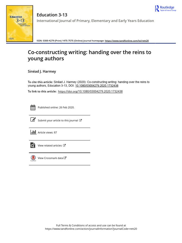 Co-Constructing Writing-Handing Over The Reins To Young Authors | PDF ...