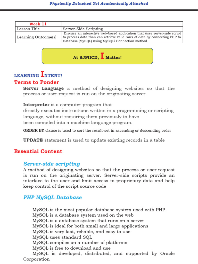 INTEGRATIVE PROGRAMMING - W11 Server Side Scripting | PDF INTEGRATIVE PROGRAMMING - W11 Server Side Scripting | PDF
