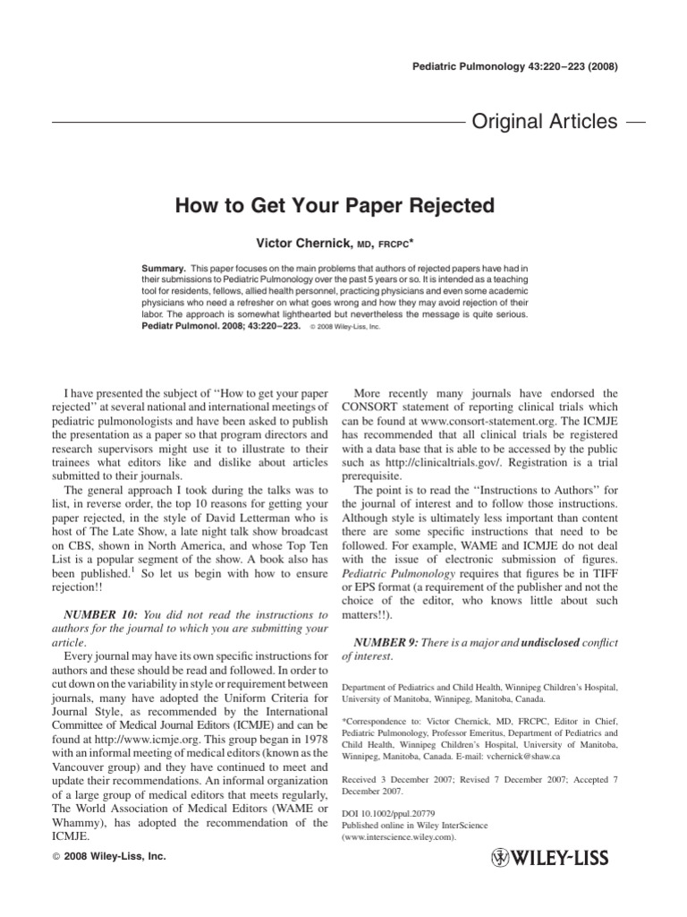 How To Get Your Paper Rejected | PDF | Copy Editing | Pediatrics