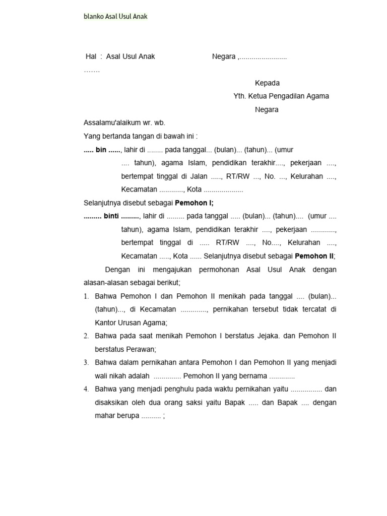 16.asal Usul Anak | PDF 16.asal Usul Anak | PDF