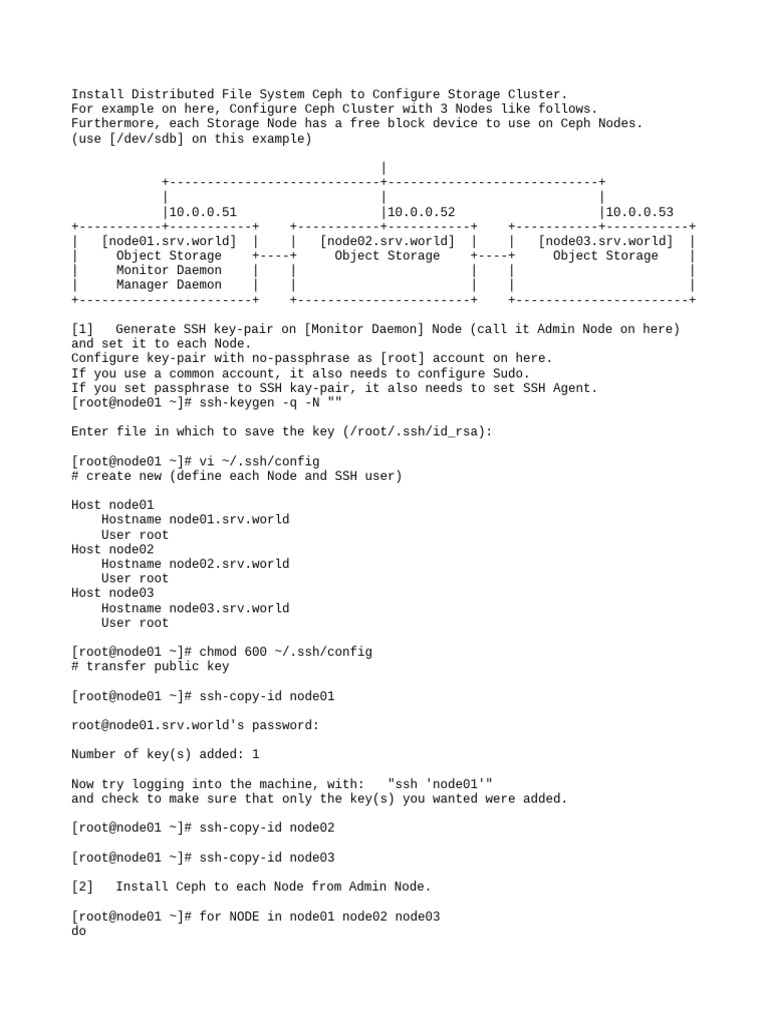 Ceph Storage Cluster Setup Guide | PDF | Public Key Certificate | Computing