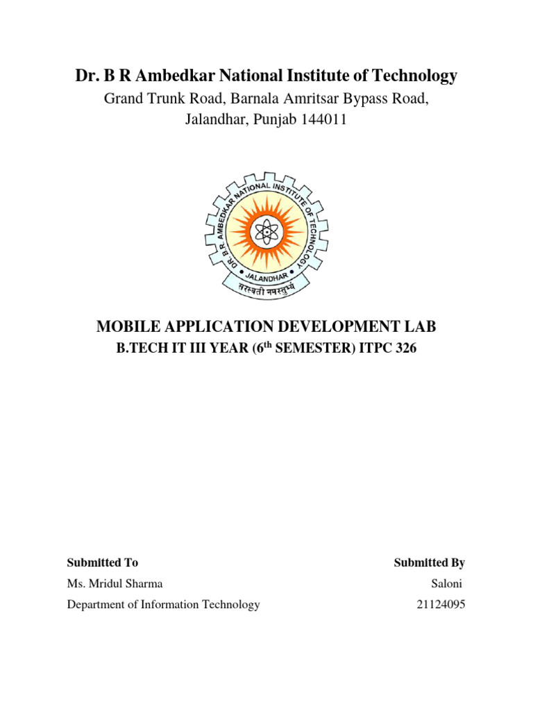 Saloni - Lab 3 - 21124095 | PDF | Android (Operating System) | Java (Programming Language)