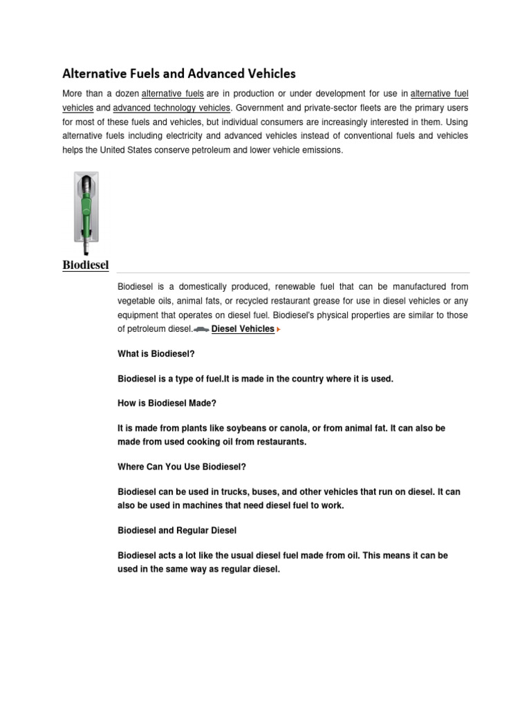 Alternative Fuels & Advanced Vehicles Guide | PDF | Energy Development ...