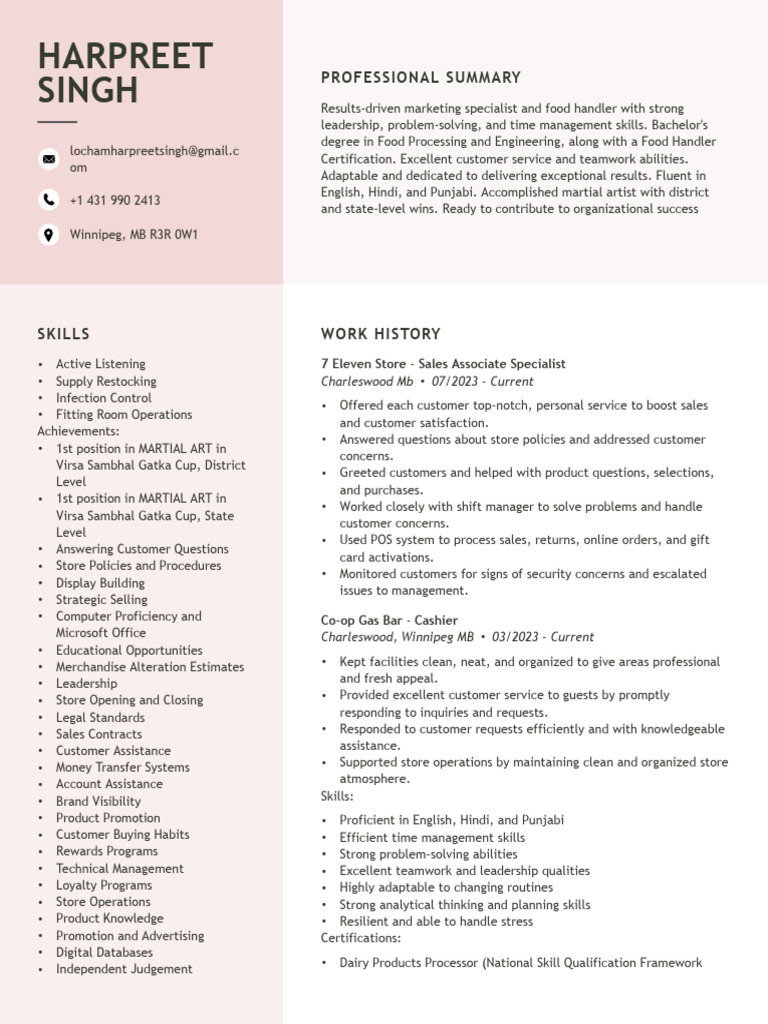 Harpreet Singh - Resume - 3 | PDF | Sales | Point Of Sale