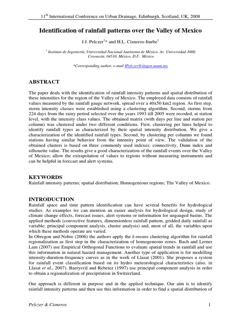 Identification of Rainfall Patterns Over The Valley of Mexico | PDF ...