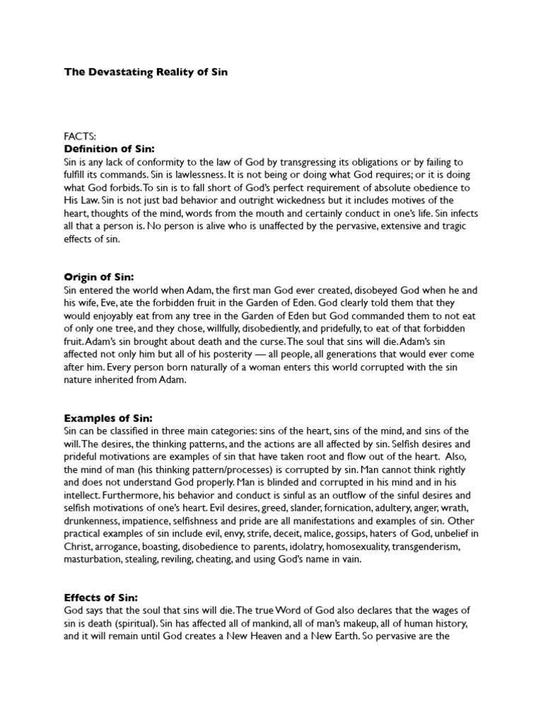 Devastating Effects of Sin | PDF | Sin | Last Judgment