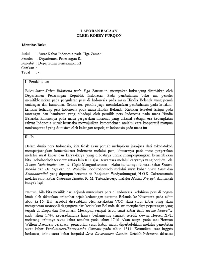 Laporan Bacaan Buku 2 Robby Furqon Sejarah Media Massa | PDF