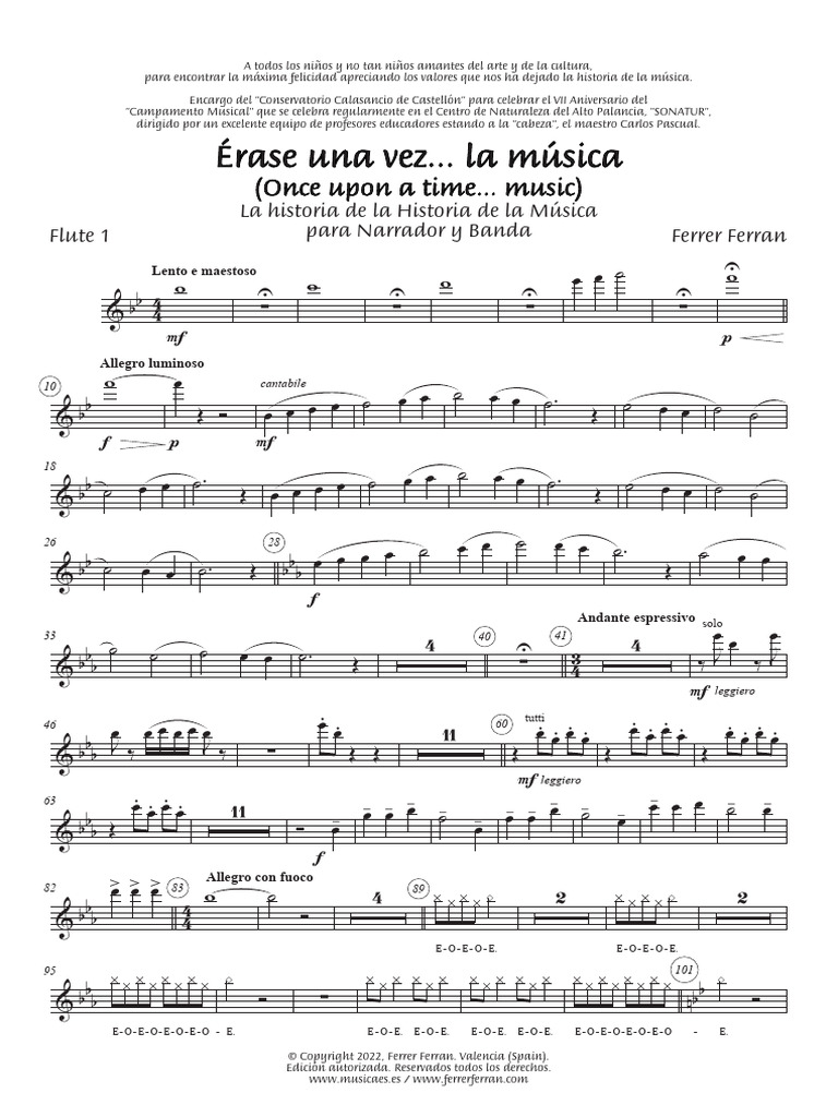 02 - ERASE UNA VEZ LA MUSICA - Flute 1 | PDF | Composiciones Musicales ...