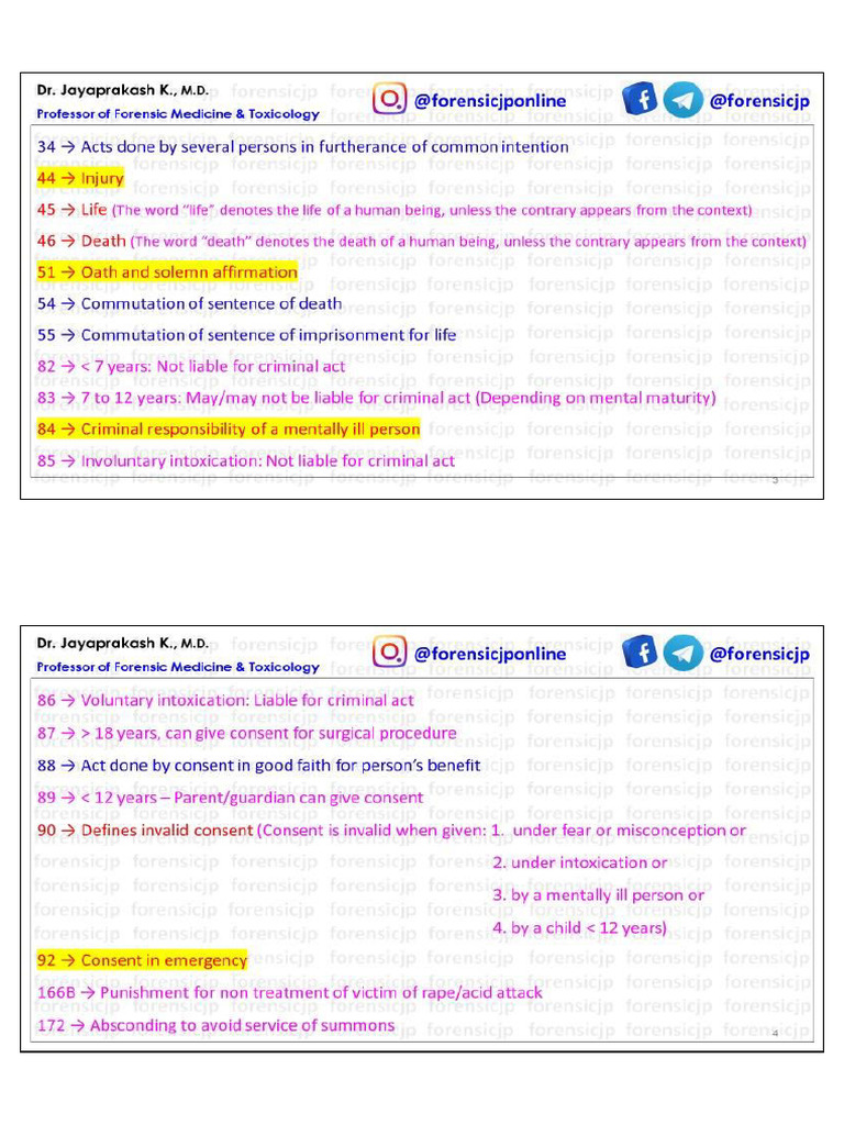 Important Sections in Indian Law IPC, CRPC, IEA Etc 1 2 Removed | PDF
