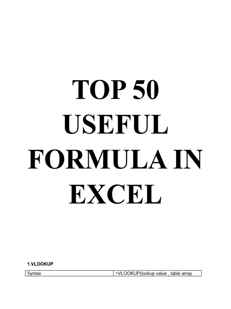 Top 5o Useful Formula Kvtomacina | PDF | Parameter (Computer ...