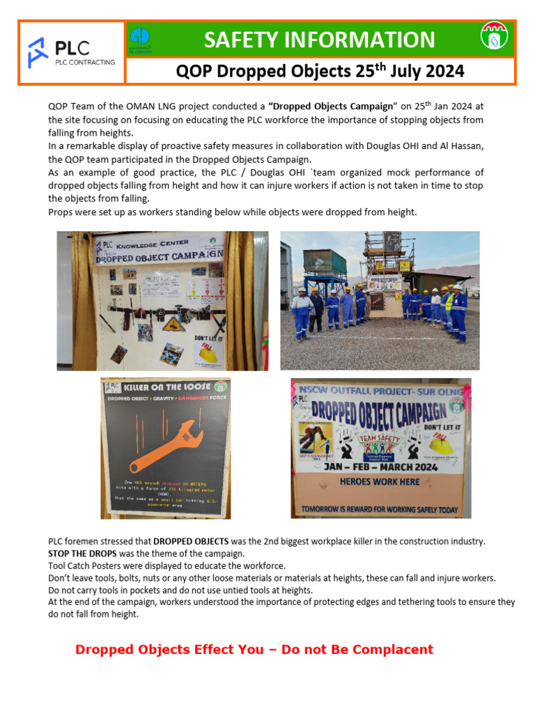 Safety Information-Dropper Objects Campaign 25 01 2024 | PDF | Business