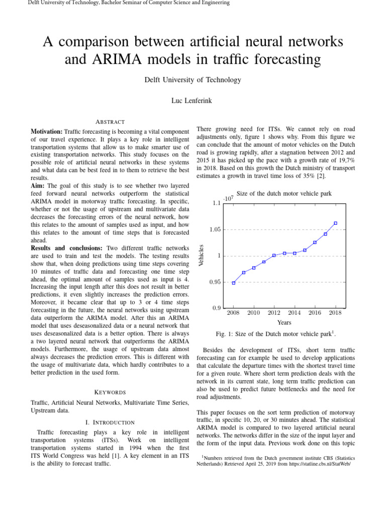 A Comparison Between Artificial Neural Networks and ARIMA Models in Traffic Forecasting | PDF ...