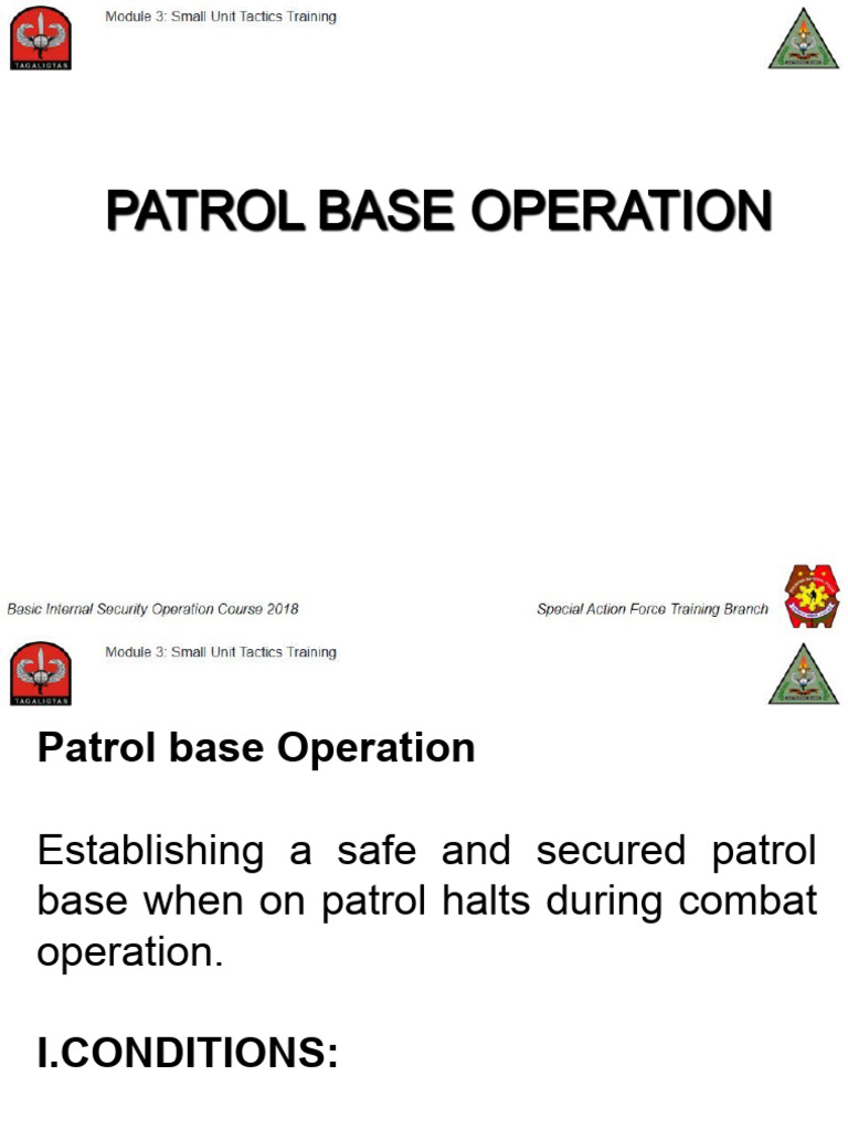 Establishing a Secure Patrol Base | PDF | Reconnaissance | Military