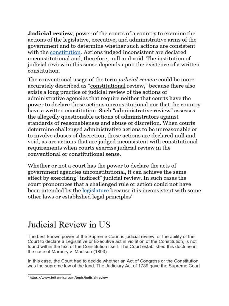 Judicial Review-Us | PDF | Judicial Review | Supreme Court Of The ...
