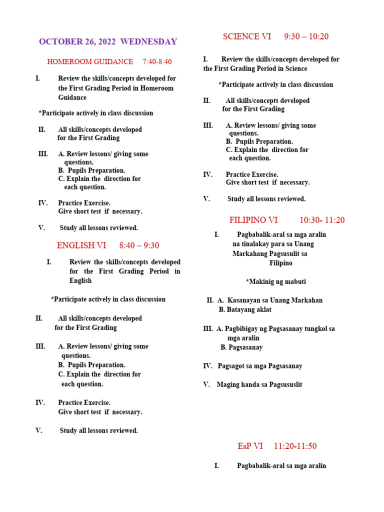 Review Lesson Plan 2022 - 123921 | PDF | Learning