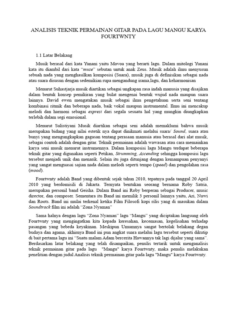 Analisis Lagu Mangu | PDF