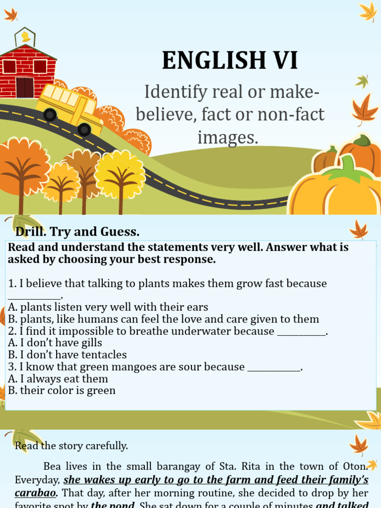 English Vi: Identify Real or Make-Believe, Fact or Non-Fact Images ...
