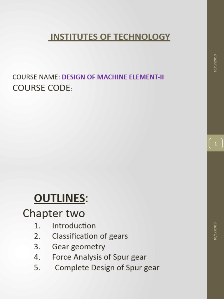 Unit 1 Gears | PDF | Gear | Machines