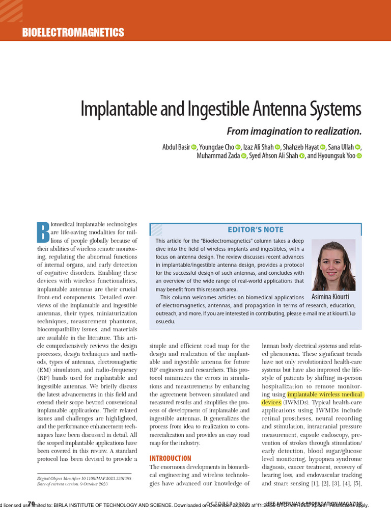 Tut - Implantable and Ingestible Antenna Systems From Imagination To Realization ...