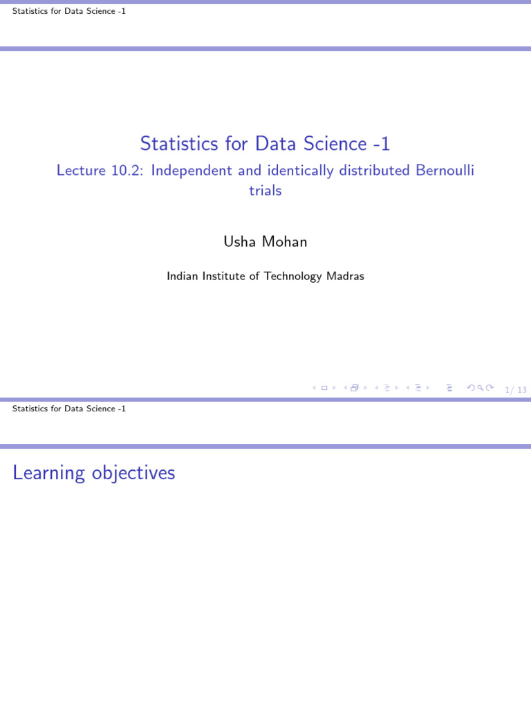 Lecture 10 - 2 - IID Bernoulli Trials | PDF | Statistics | Quantitative Research