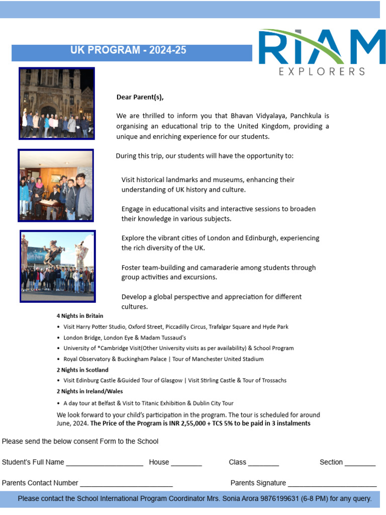 Circular 20240130150325 Bhavan Uk Trip Circular | PDF | United Kingdom ...