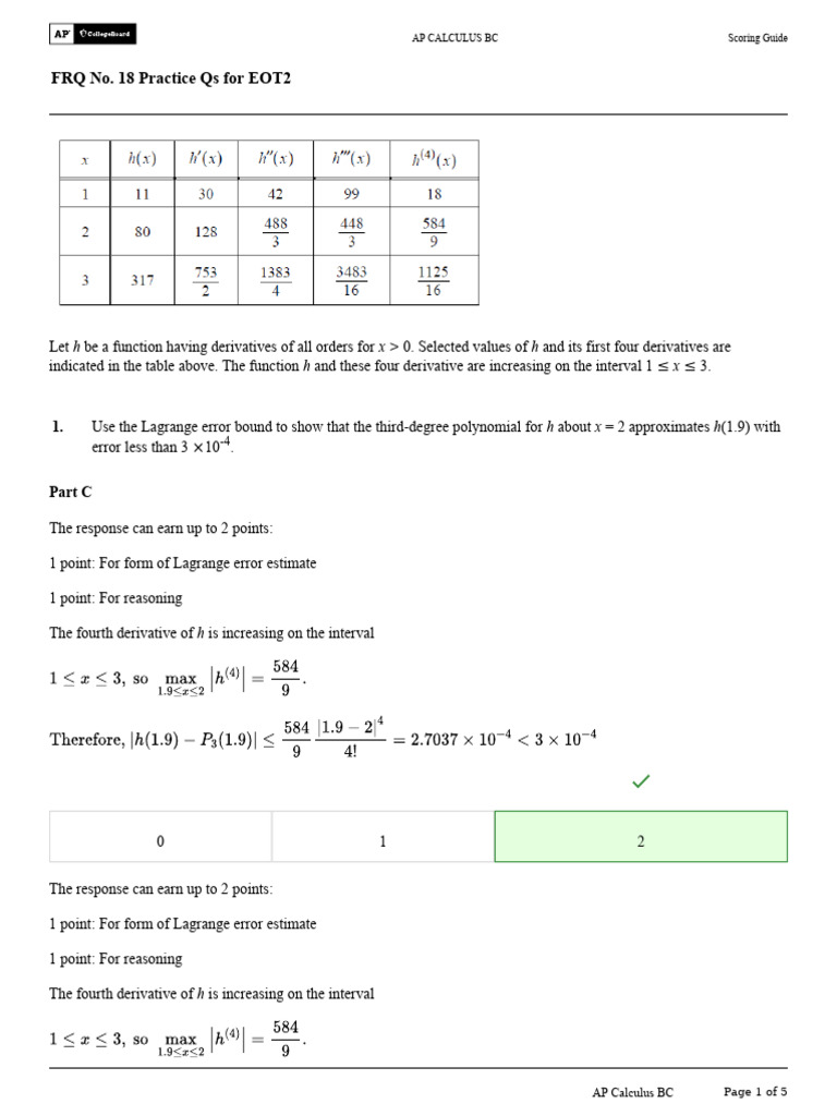Math Unit10 Frqs Answer | PDF