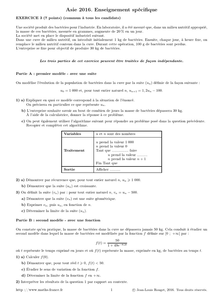 2016 Asie Exo3 Enonce | PDF