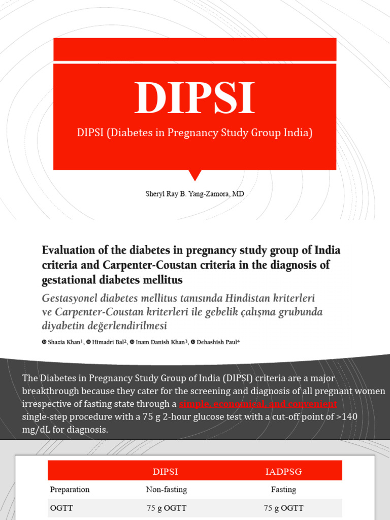 DIPSI Criteria | PDF | Gestational Diabetes | Medical Specialties