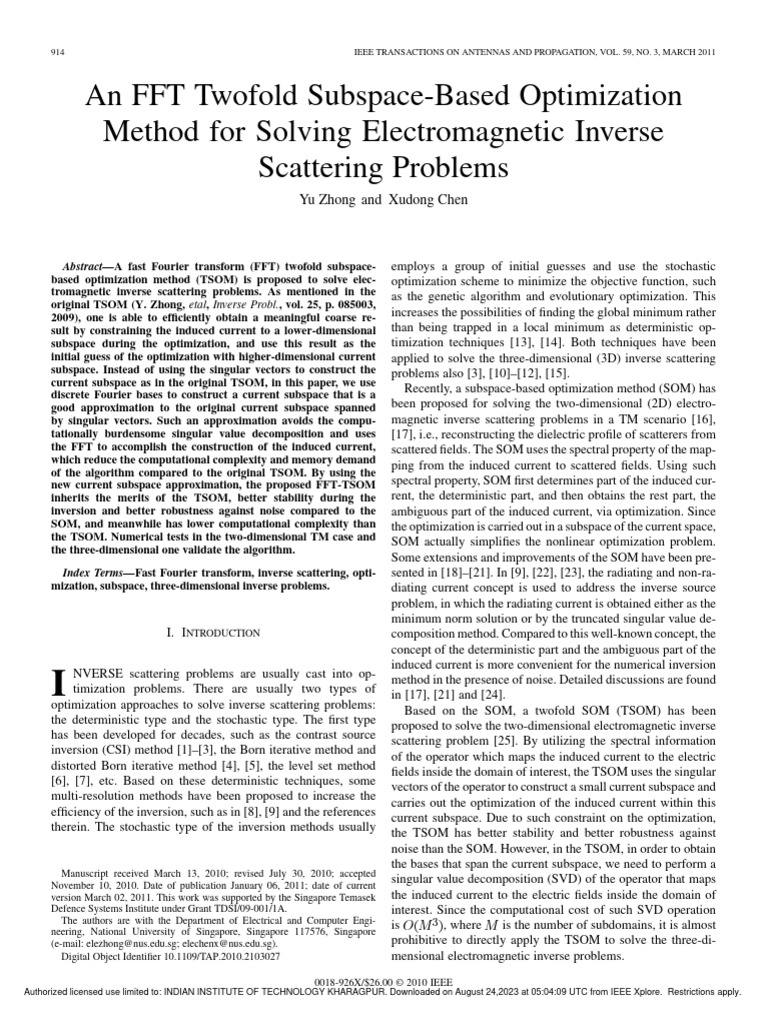 An FFT Twofold Subspace-Based Optimization Method For Solving Electromagnetic Inverse Scattering ...