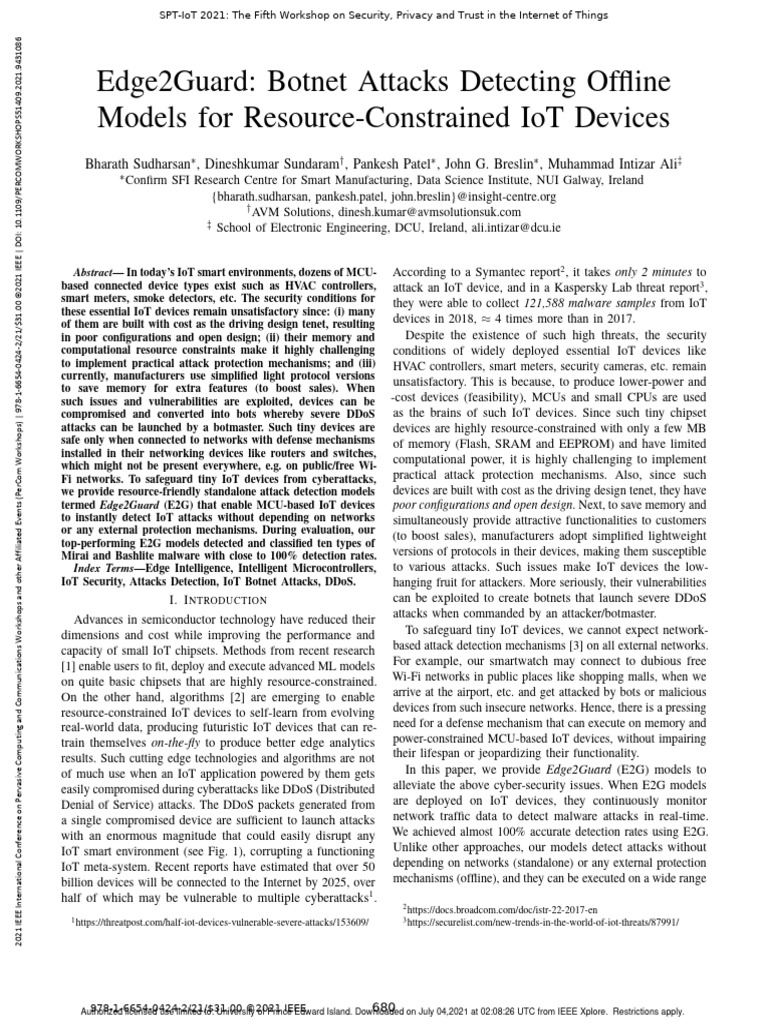 IoT Security for Resource-Limited Devices | PDF | Denial Of Service Attack | Internet Of Things