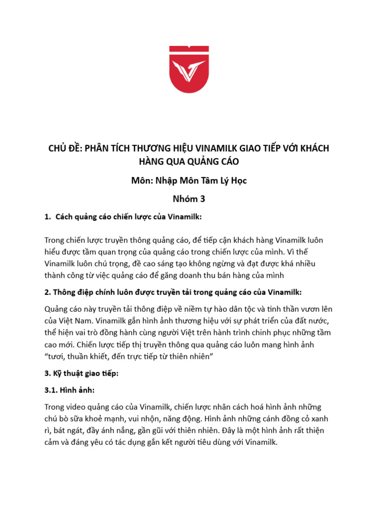 BTN3 Nhom 3 Vinamilk | PDF