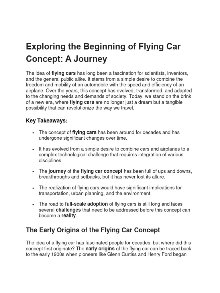 Evolution of the Flying Car Concept | PDF